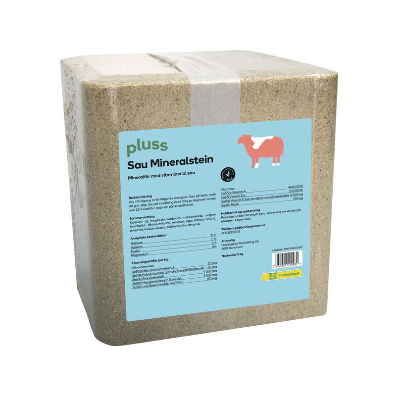 PLUSS Sau Mineralstein 15 kg | BondeKompaniet