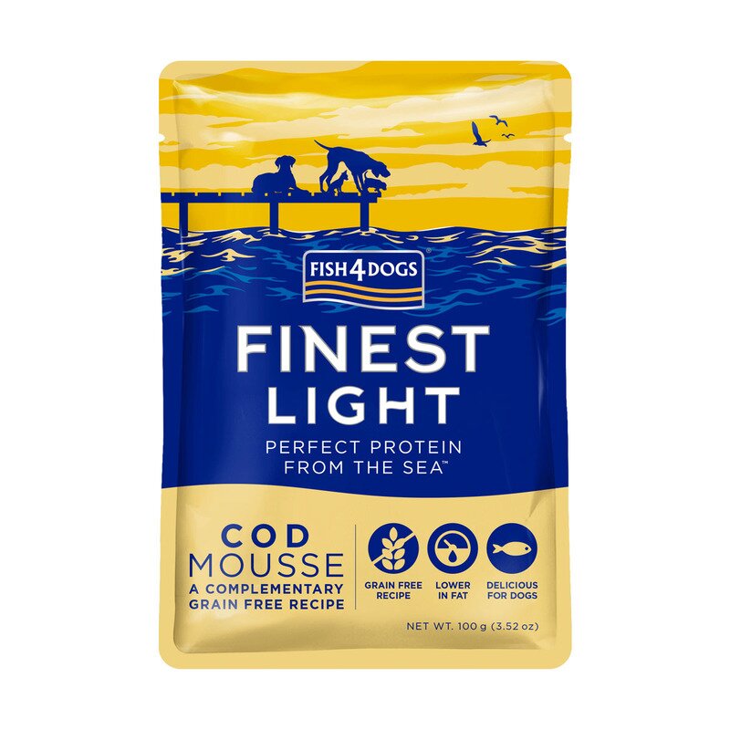 FISH4DOGS Våtfor hund Finest mousse torsk light 100 gram | BondeKompaniet