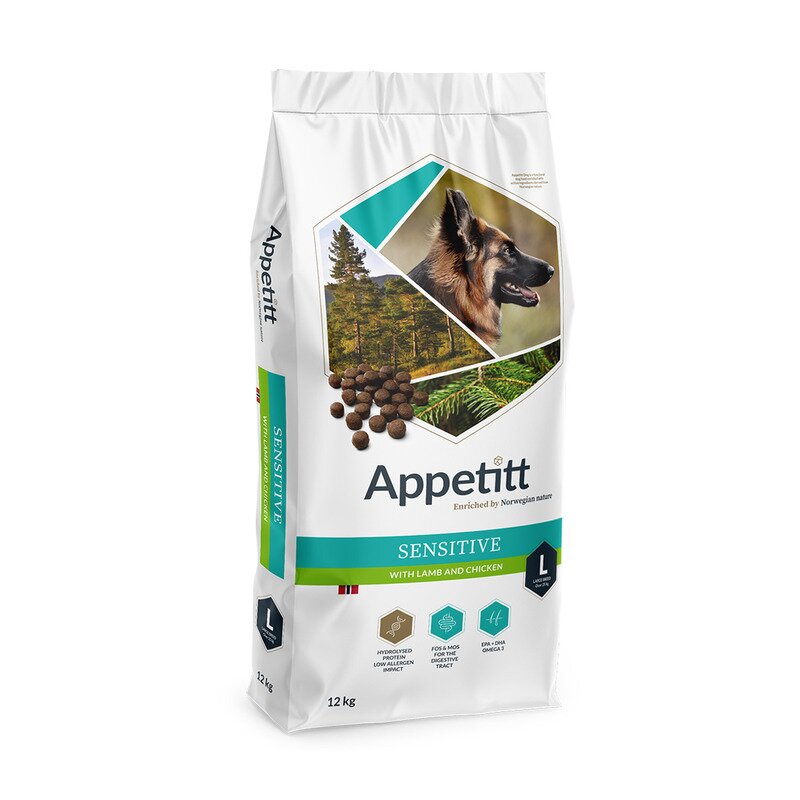 APPETITT Tørrfor hund Adult Sensitive with Lamb and Chicken Large Breed ...