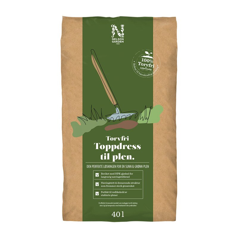 NELSON GARDEN Toppdress til plen torvfri 40 liter | BondeKompaniet